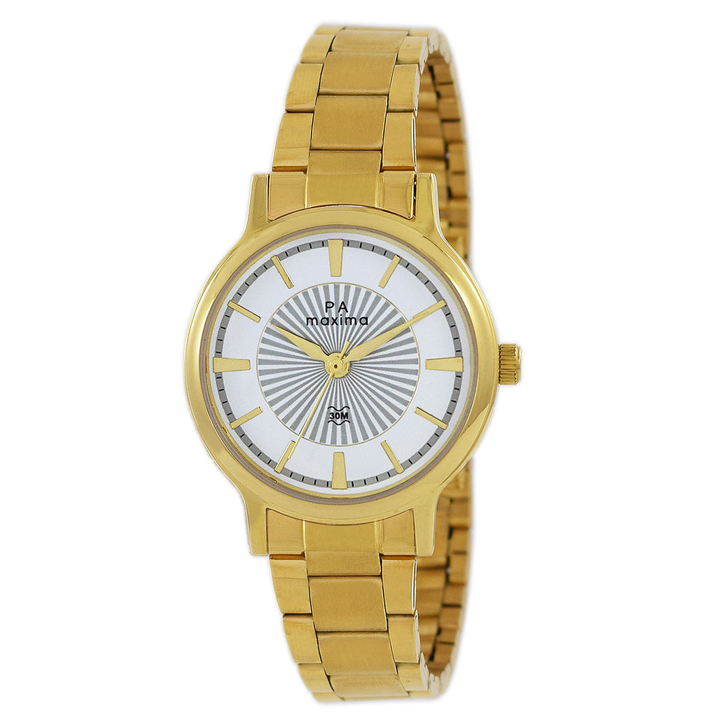 Maxima GOLD Women White Dial Analogue Watch - 48232CMLY