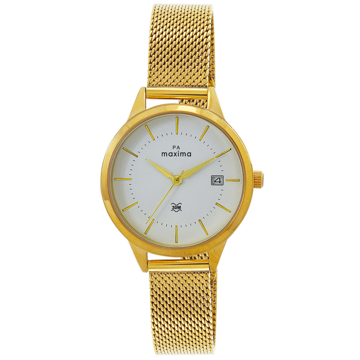 Maxima GOLD Women White Dial Analogue Watch - 64081CMLY