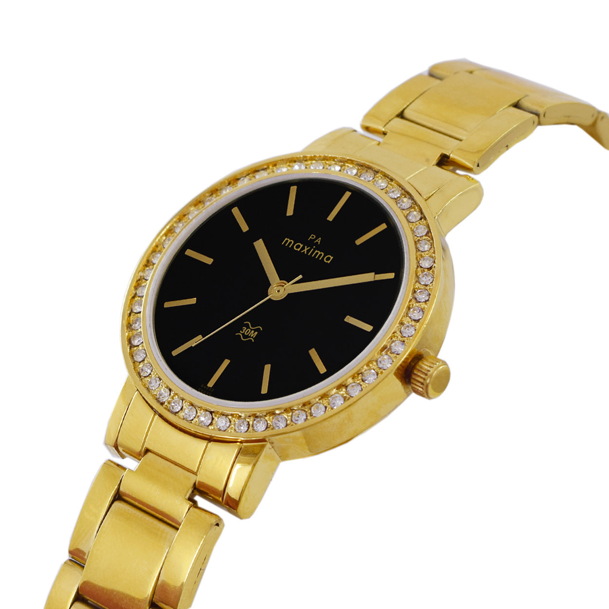 Maxima GOLD Women Black Dial Analogue Watch - O-64032CMLY